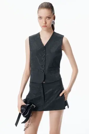 Alexander Wang Crystal Embellished Wool Mohair Skort
