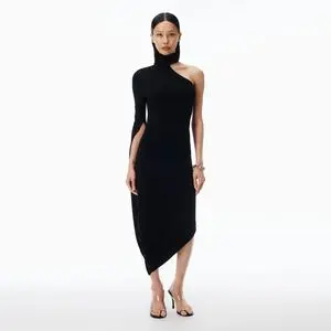 Alexander Wang Draped Crepe Jersey Midi Dress