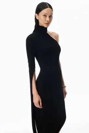 Alexander Wang Draped Crepe Jersey Midi Dress