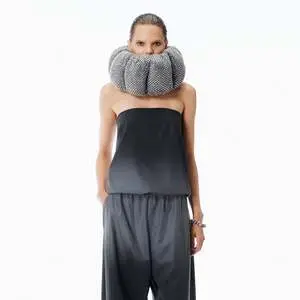 Alexander Wang Reflective Strapless Bubble Top - Silver/black
