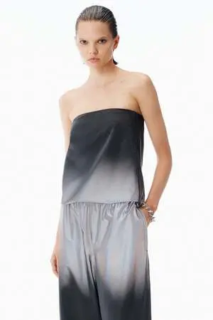 Alexander Wang Reflective Strapless Bubble Top - Silver/black