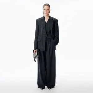 Alexander Wang Crystal Oversized Boxy Blazer - Grey