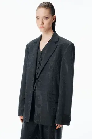 Alexander Wang Crystal Oversized Boxy Blazer - Grey