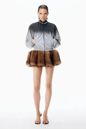 Alexander Wang Reflective Shrunken Track Jacket - Silver/black
