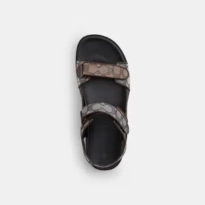 COACH Signature Jacquard Double Strap Sandal - Deep Blue Multi