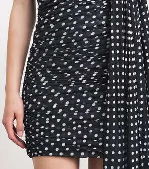 PATOU Polka-dot Asymmetric Mini Dress - Navy
