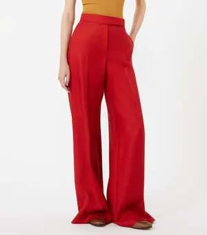 Max Mara Linen Wide-leg Trousers - Red