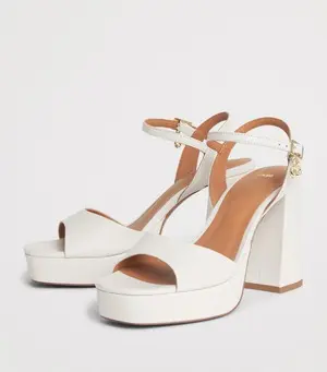 Maje Leather Platform Sandals - White