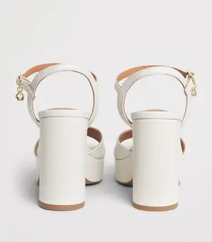 Maje Leather Platform Sandals - White