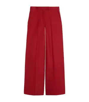 Max Mara Cotton Jersey Wide-leg Trousers - Red