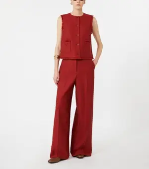 Max Mara Cotton Jersey Wide-leg Trousers - Red