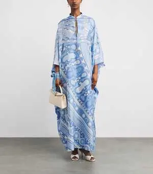 Emilio Pucci Silk Orchidee Kaftan Maxi Dress