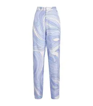 Emilio Pucci Silk Marmo Wide-leg Trousers