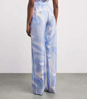 Emilio Pucci Silk Marmo Wide-leg Trousers