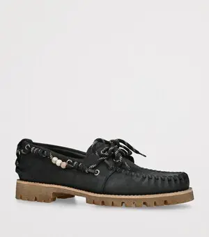 GOLDEN GOOSE Suede Boat Shoes - Black