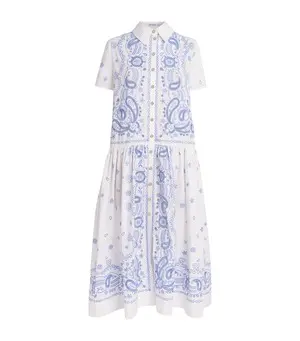 SELF-PORTRAIT Cotton Embroidered Midi Dress