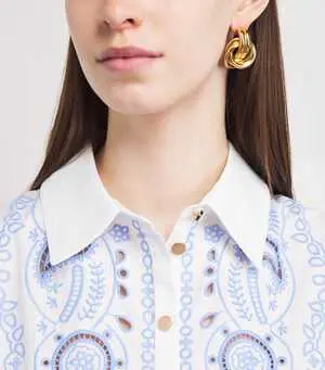 SELF-PORTRAIT Cotton Embroidered Midi Dress
