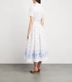 SELF-PORTRAIT Cotton Embroidered Midi Dress