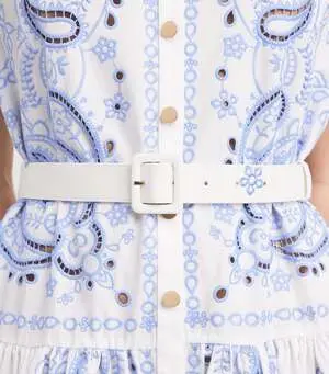 SELF-PORTRAIT Cotton Embroidered Midi Dress