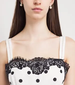 SELF-PORTRAIT Linen-cotton Polka Dot Midi Dress - White