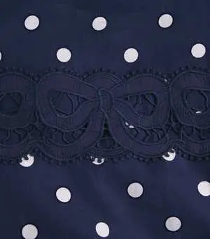 SELF-PORTRAIT Linen-cotton Polka Dot Midi Dress - Navy