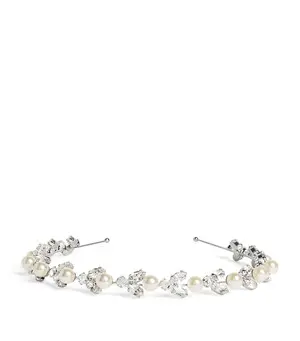 JENNIFER BEHR Embellished Crystal Pearl Headband - Silver