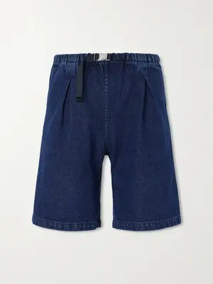 MONITALY Wide-leg Pleated Denim Shorts