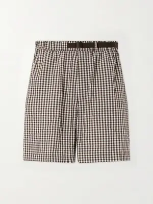Moncler Straight-leg Checked Cotton-blend Shorts - Brown