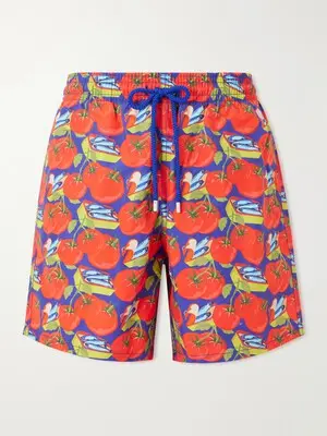 Vilebrequin Moorea Straight-Leg Mid-Length Printed Swim Shorts Red