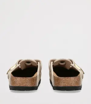 BIRKENSTOCK Suede Boston Clogs - Beige