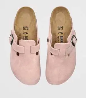 BIRKENSTOCK Suede Boston Clogs - Pink
