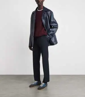 Paul Smith Cotton-blend Seersucker Trousers - Navy