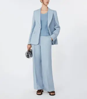 Max Mara Linen Wide-leg Trousers - Blue