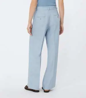 Max Mara Linen Wide-leg Trousers - Blue