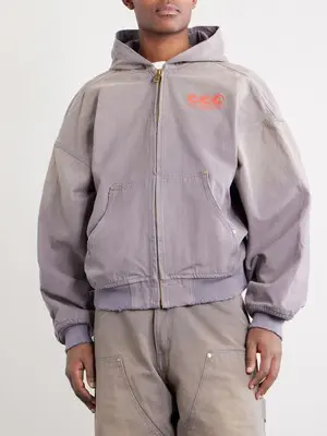 WILLY CHAVARRIA Juggernaut Logo-embroidered Denim Zip-up Hoodie