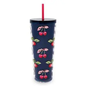 VERA BRADLEY Tumbler With Straw In Cherry Picking - Blue