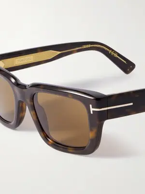 TOM FORD Icon Rectangular Sunglasses - Tortoiseshell