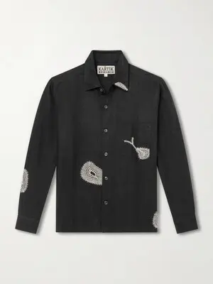 KARTIK RESEARCH Repair Embroidered Linen Shirt