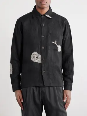 KARTIK RESEARCH Repair Embroidered Linen Shirt