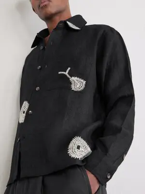KARTIK RESEARCH Repair Embroidered Linen Shirt