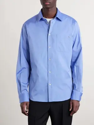 Valentino Garavani Vgold Cotton-poplin Shirt - Blue