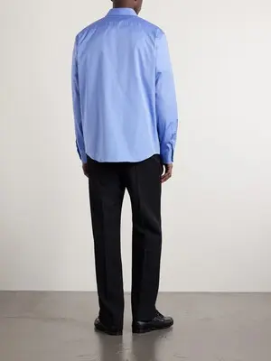 Valentino Garavani Vgold Cotton-poplin Shirt - Blue