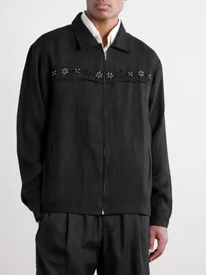KARTIK RESEARCH Embroidered Linen Jacket - Black