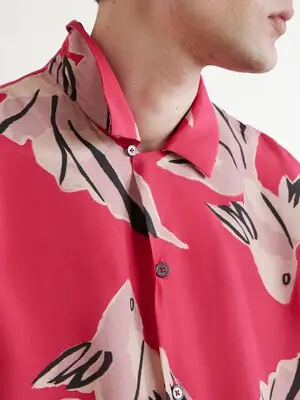 Paul Smith Camp-collar Printed Satin Shirt