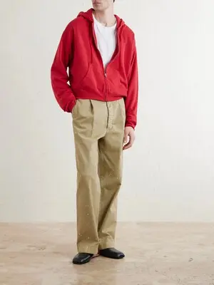 Auralee Cotton, Wool, And Silk-blend Zip-up Hoodie
