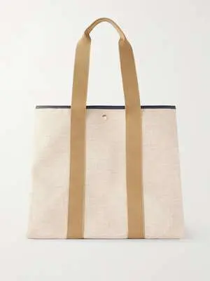Rue De Verneuil RUE De VERNEUIL Leather-Trimmed Canvas Tote Bag Beige