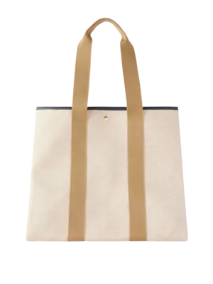 Rue De Verneuil Leather-trimmed Canvas Tote Bag - Neutrals