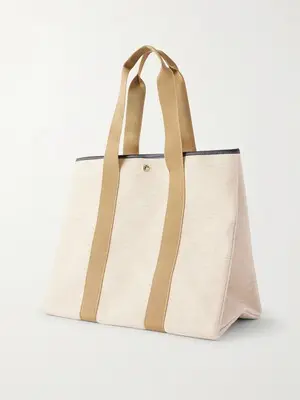 Rue De Verneuil Leather-trimmed Canvas Tote Bag - Neutrals