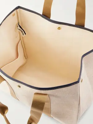 Rue De Verneuil Leather-trimmed Canvas Tote Bag - Neutrals
