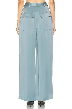 Lapointe Satin Relaxed Pleated Pant - Light Slate